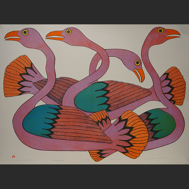 Swans at SunsetKenojuak Ashevak Sold - Steinbrueck Native Gallery